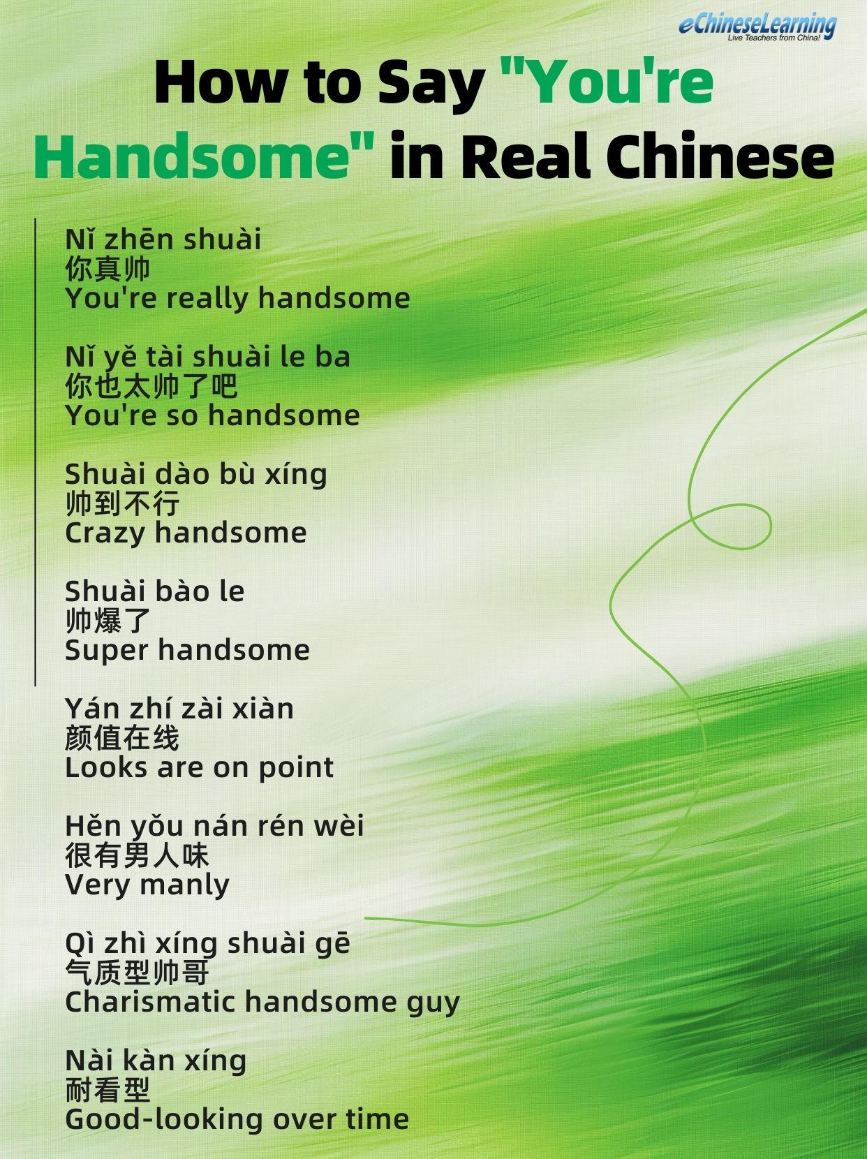 How to Say “You’re Handsome” in Real Chinese？